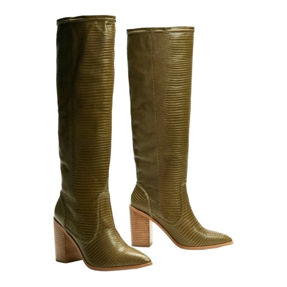 Sol Sana | Shoes | Sol Sana Jordan Knee High Boots Lizard Embossed ...